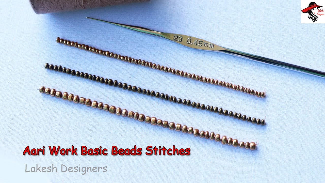 Aari work basic beads stitches tutorial for beginners / Aari work beads basic online class in ...