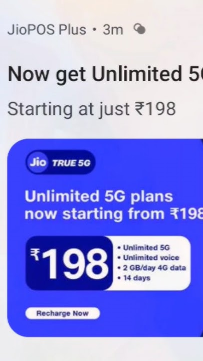 Jio 198 recharge 5g Plan | jio chota 5g recharge plan #jio198plan #Jiochota5gplan #jionew5gplan ...