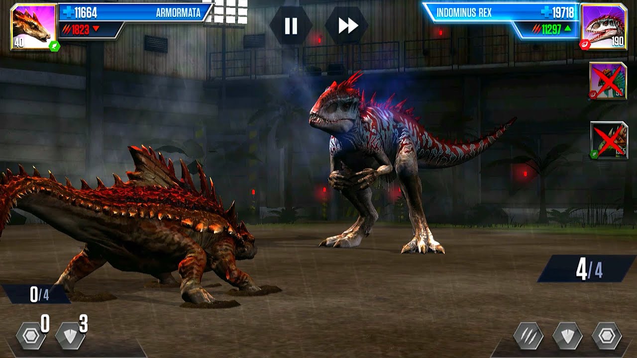 BIG BATTLE 1 ATTACK 3 ARMORMATA VS INDOMINUS REX | JURASSIC WORLD THE ...
