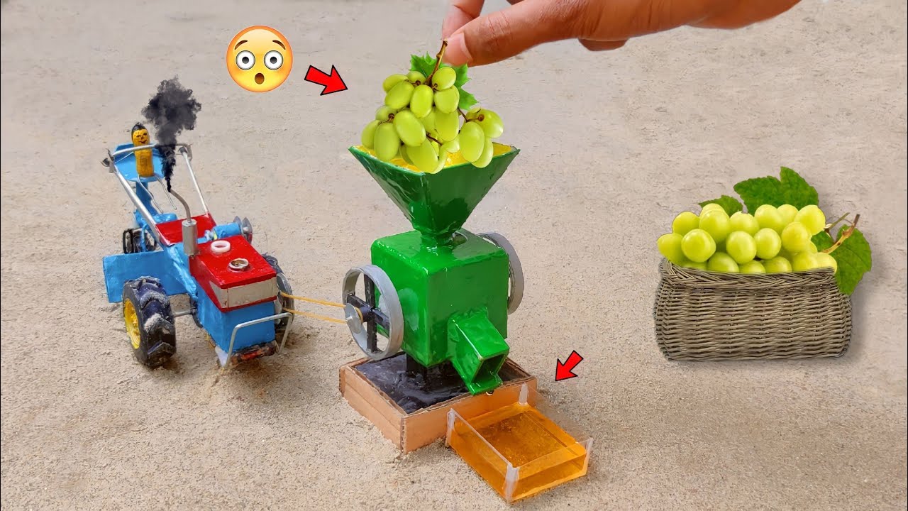 diy tractor grapes juice machine mini science project || flour mill 10 ...