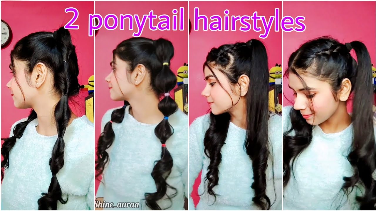 4 Cute two ponytail hairstyles- hairstyles for school girls|easy ...