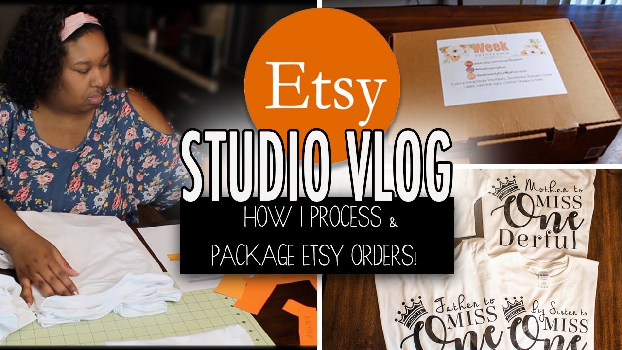 Studio Vlog | How to process and package Etsy orders! Custom t-shirts ...