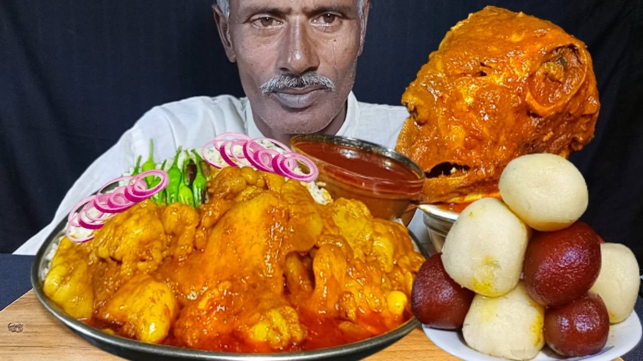 Eating Whole Goat Head Roast , Oily Mutton Fat Curry with Rice || Beat ...