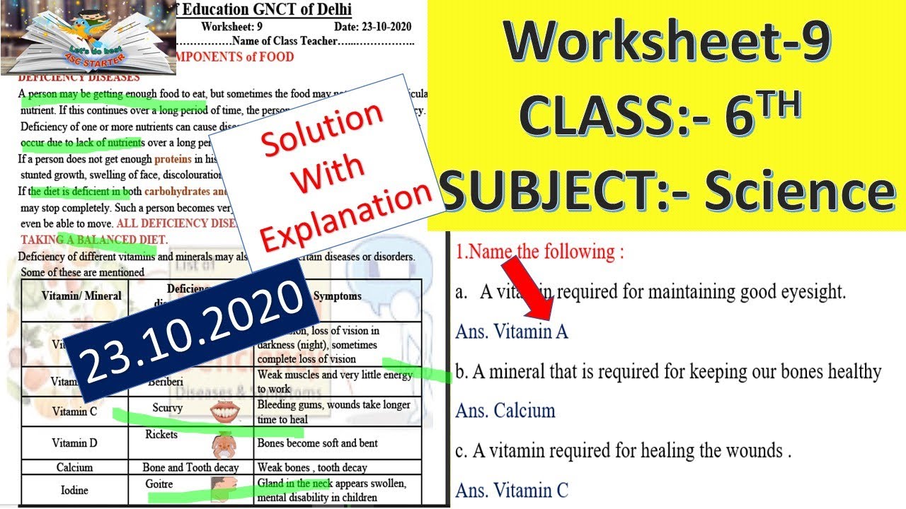 worksheet 9 class 6 science (23.10.2020) English medium solution with ...