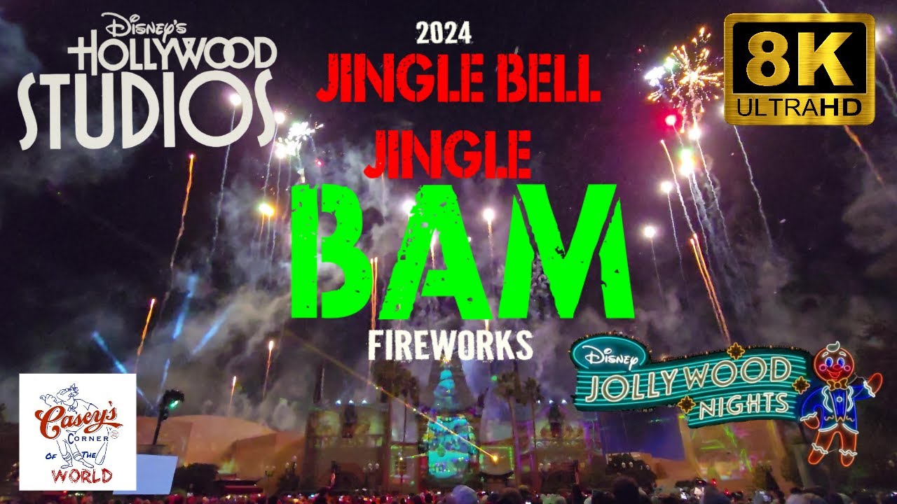 {8K} Jingle Bell Jingle BAM fireworks @ Disney Hollywood Studios part ...