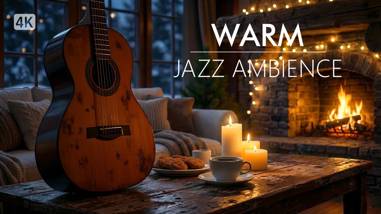 Winter Fireplace Ambience 🔥 : Cozy Jazz Music & Crackling Fire Sounds ...