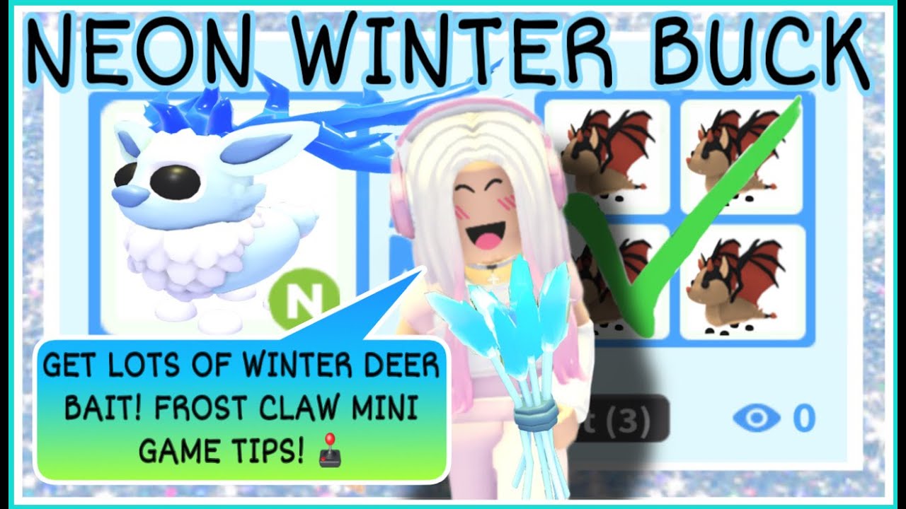 🤯Trading Neon LEGENDARY Winter BUCK in Adopt Me! + Frost Claw Mini Game ...