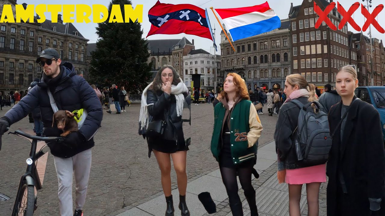 Amsterdam, Dam square on 27 December 2022, Dam street to Kalverstraat ...