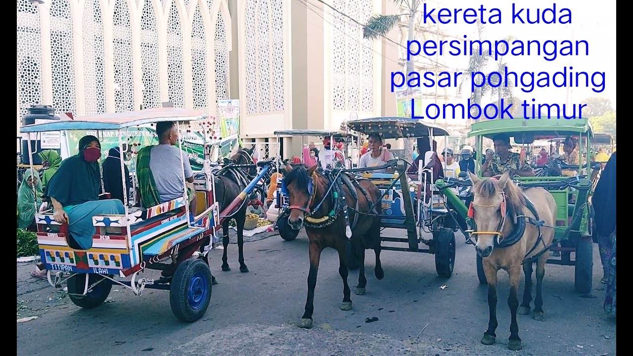 Kereta kuda persimpangan jalan pasar pohgading Lombok timur - YouTube