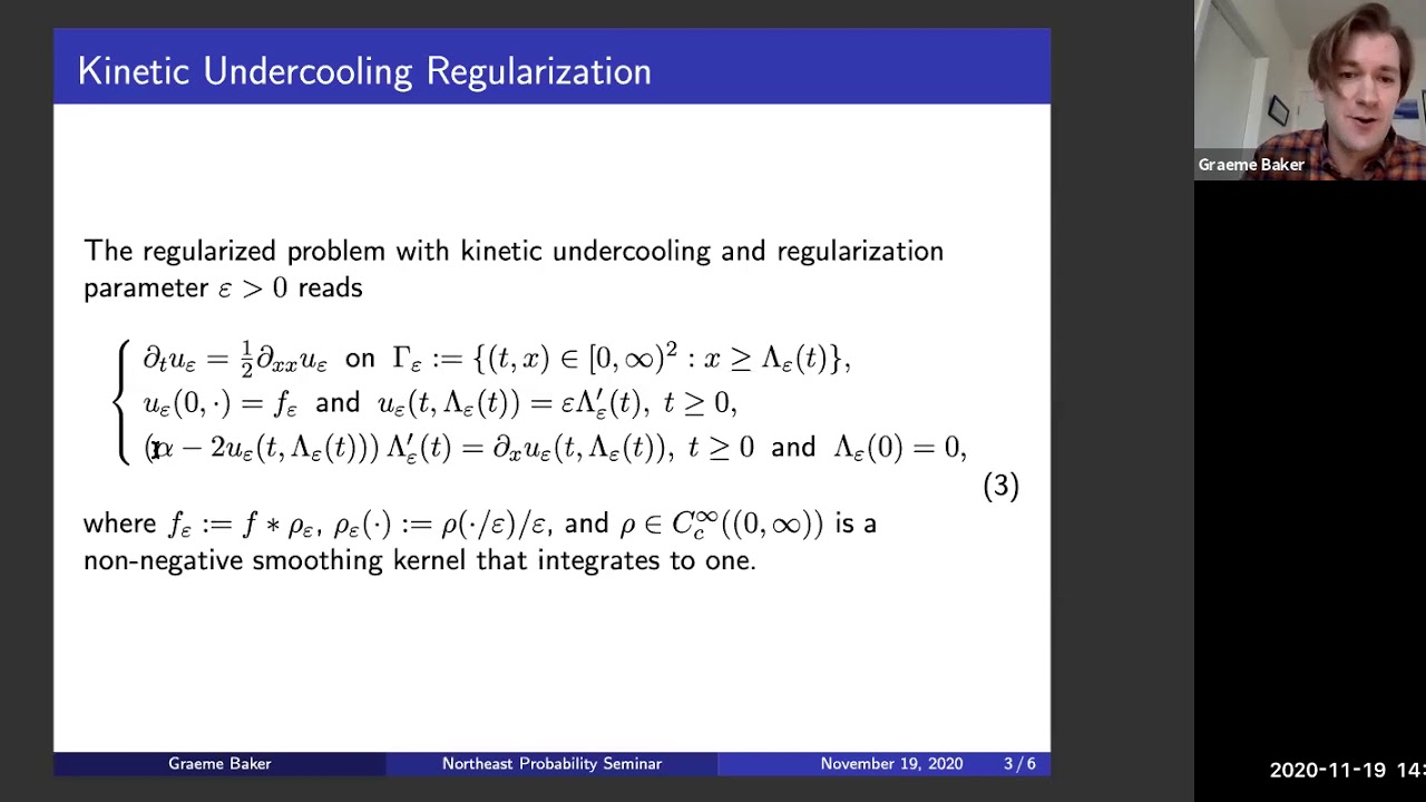 Graeme Baker (Princeton) -- Zero kinetic undercooling limit in the ...