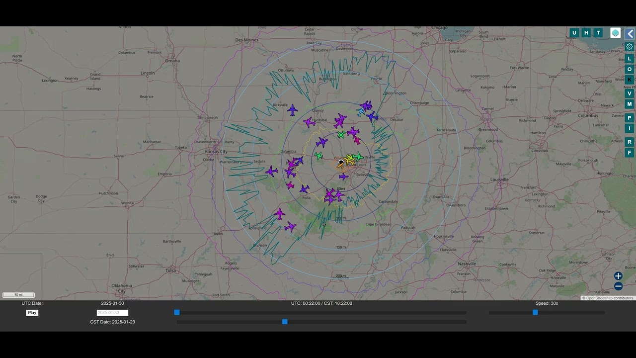 AA5342 - N709PS track from ADSB over St. Louis - YouTube