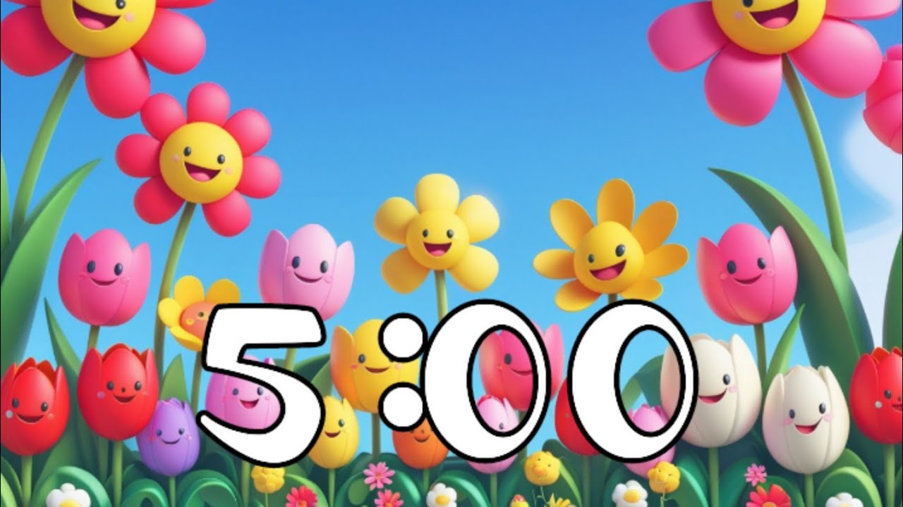 5 Minute Timer With Music For Classroom - Spring Timer - YouTube
