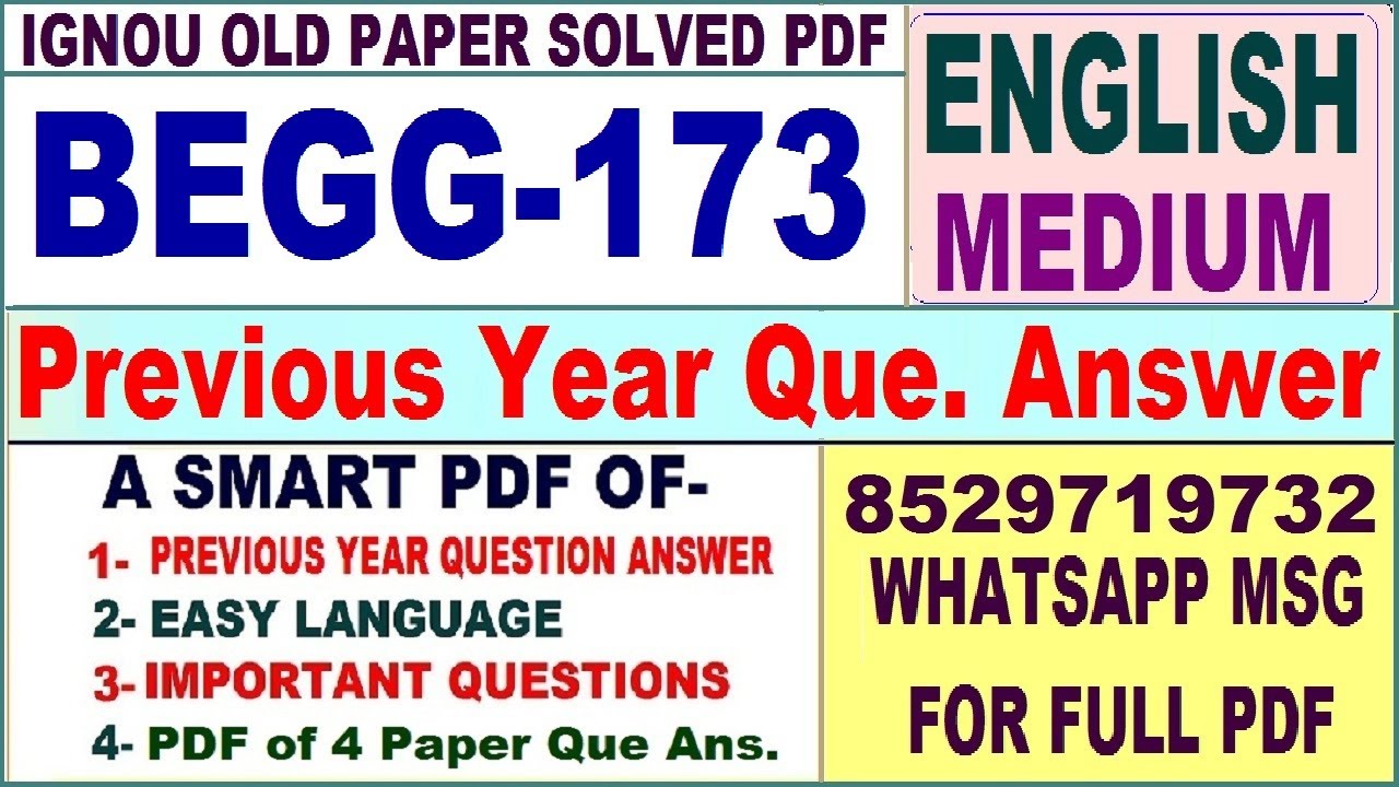 BEGG 173 Previous Year Question Paper Solved || begg 173 important ...
