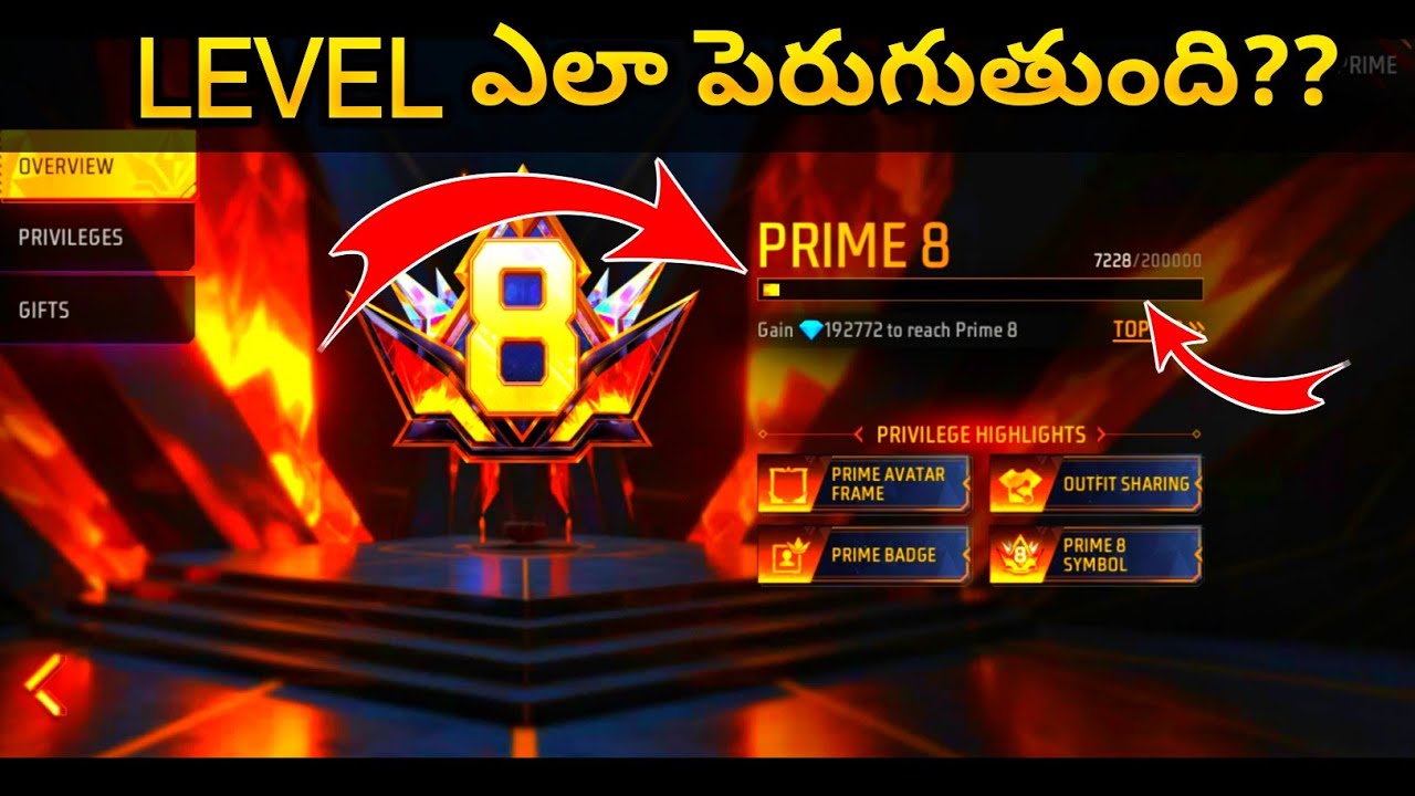 How To Increase Prime Level In Free Fire In Telugu | How To Increase ...