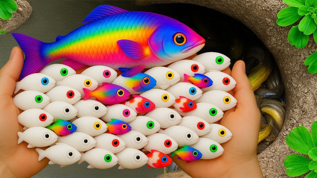 Catch Beautiful Ornamental Aquarium Fish in Small Pond, Snail ...