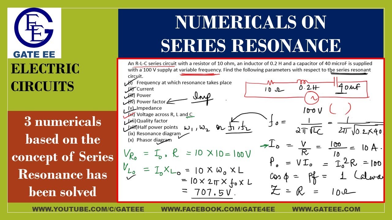 Numericals on Series Resonance || Electric Circuits || Electrical ...