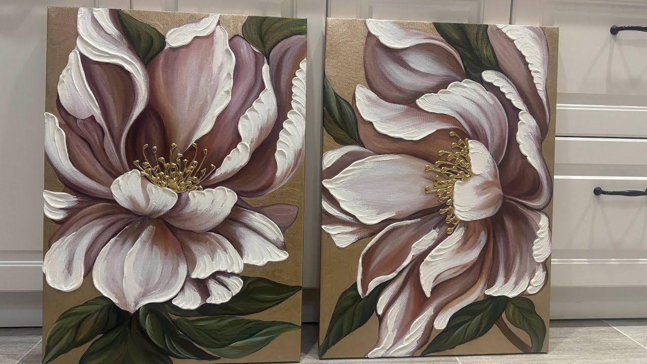 Stunning Textured Flowers on Canvas: Easy Acrylic Painting Tutorial ...