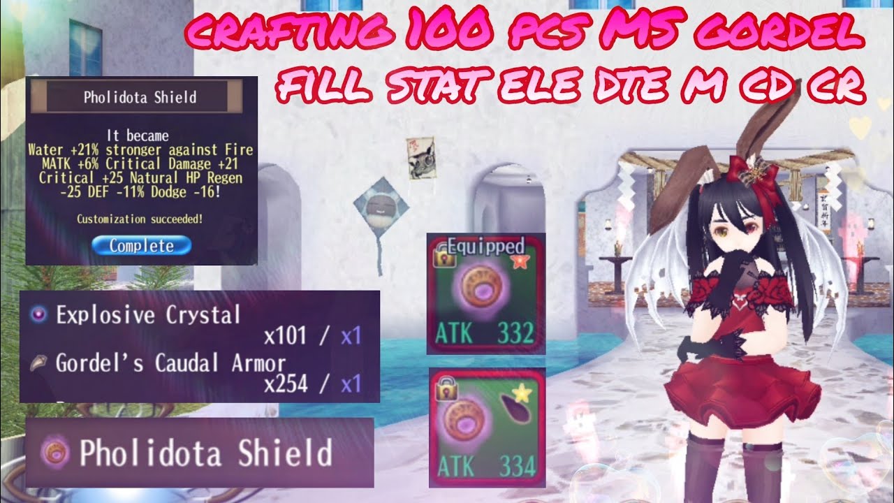 toram online - crafting 100 pcs MD gordel pholidota shield & fill stat ...