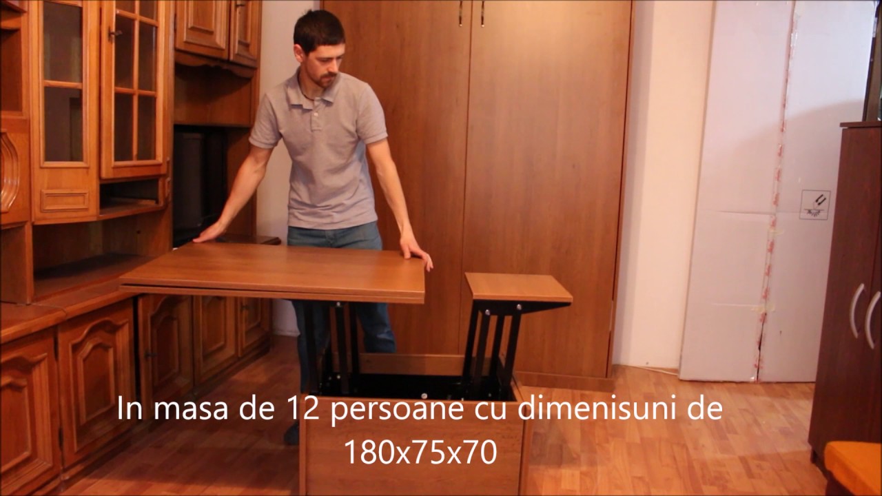 Masa pliabila Pat rabatabil Cluj wallbeds.ro - YouTube