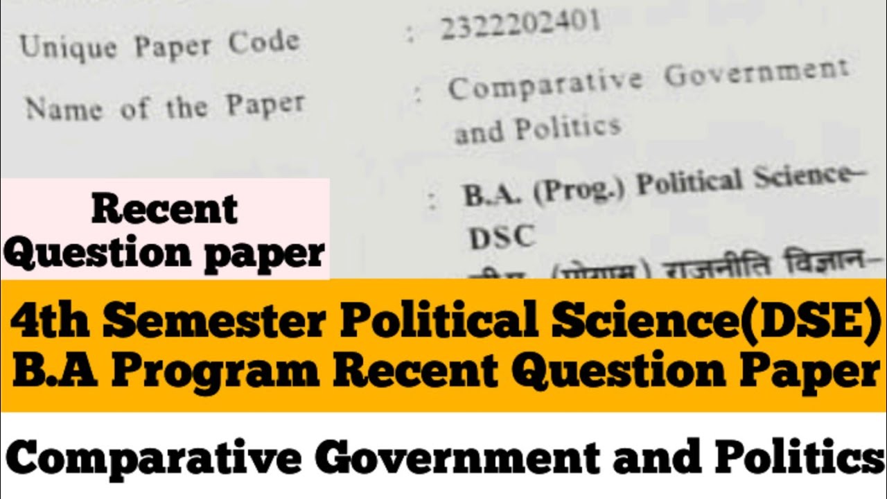 Sol du B.A Programme Political Science Recent Question paper 4th ...