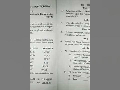 Communication English Question Paper (AEC) BA 2st semester (NEP) 2023 ...