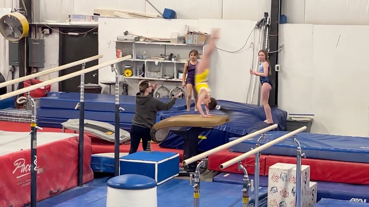 Girls Team Gymnastics Vault Practice ft. Sophia in Yellow Leotard - YouTube