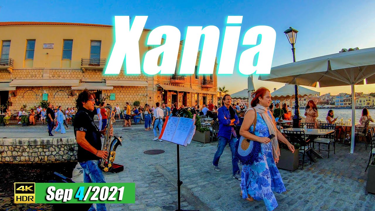 Nightlife of Chania, Crete Greece 2021, Walking Tour, 4K UHD - YouTube