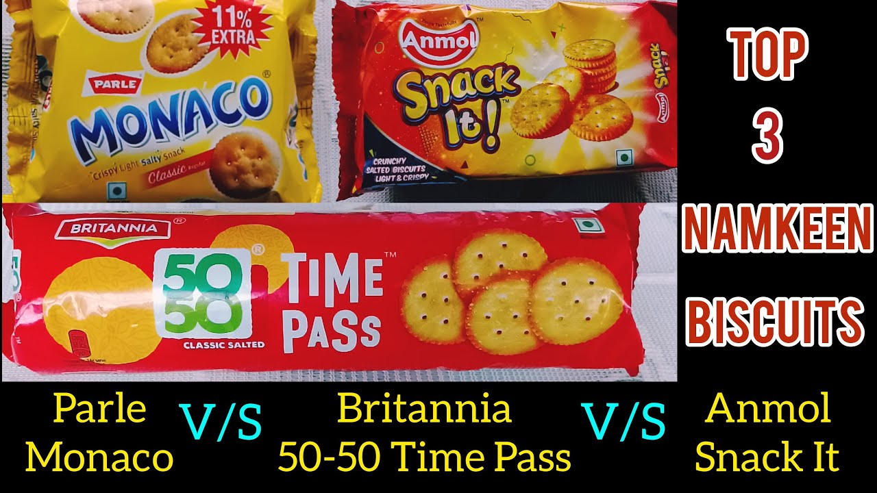 Top 3 Namkeen biscuits in ₹10 | Parle Monaco | Britannia 50-50 Time ...