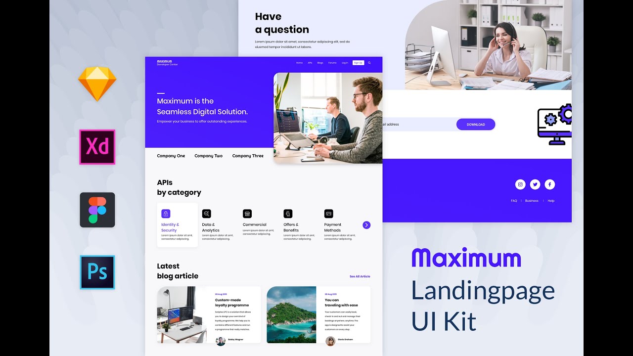 Maximum Landingpage UI Kit Template - Sketch, Figma, Photoshop and ...