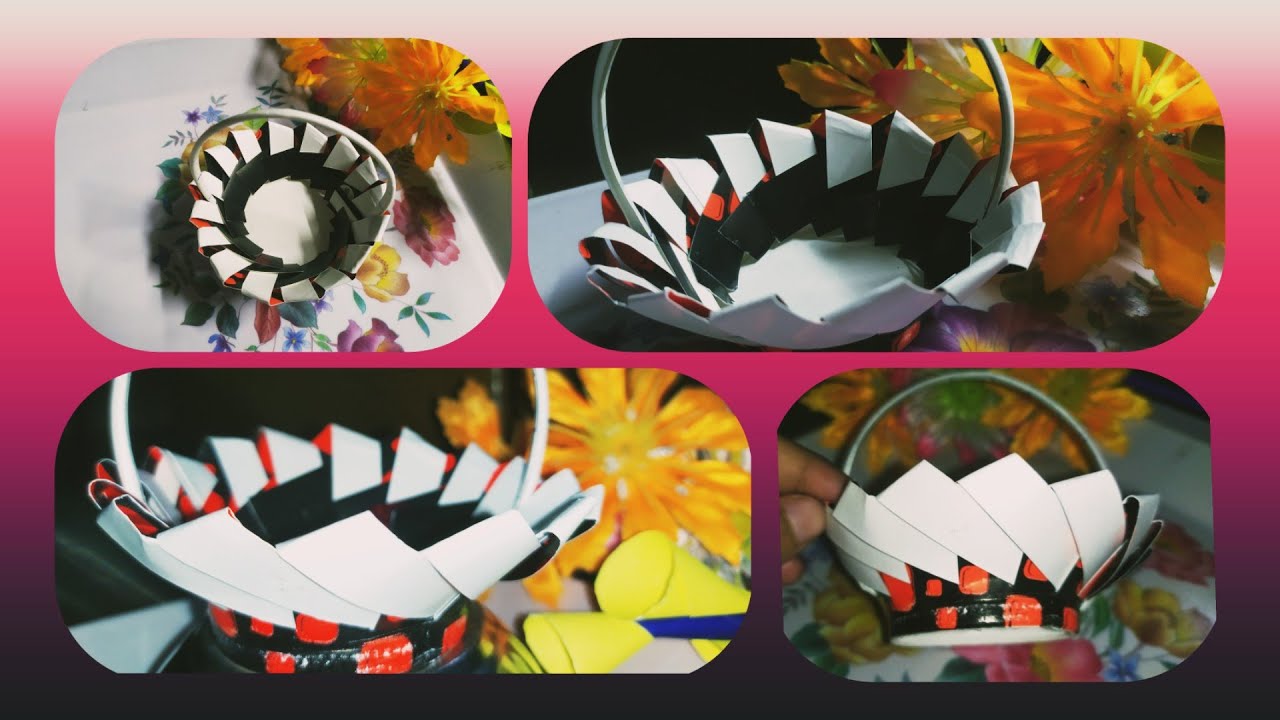 How To make beautiful DIY BASKET From Paper Glass || Paper Glass Craft ...