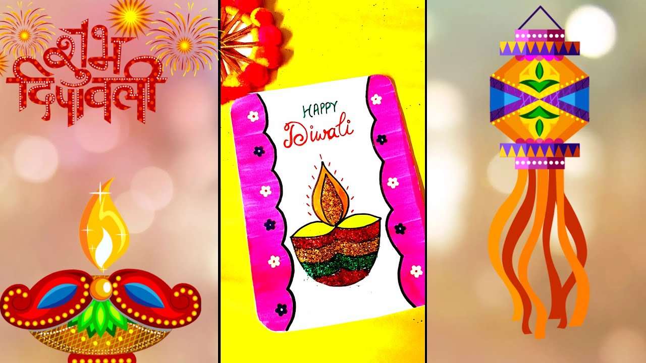 Diwali greeting card making | Handmade Diwali card making ideas ...