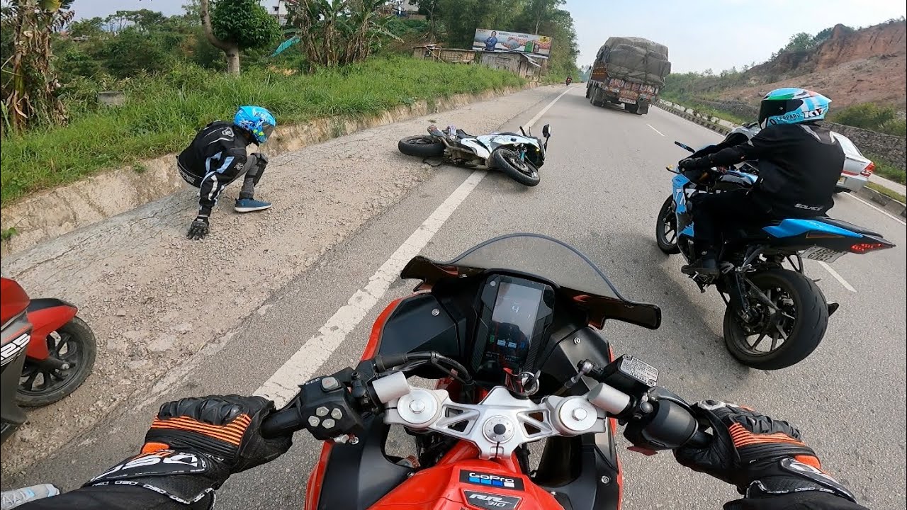 Yamaha R15 Crashed 😱 Caught on GoPro - YouTube