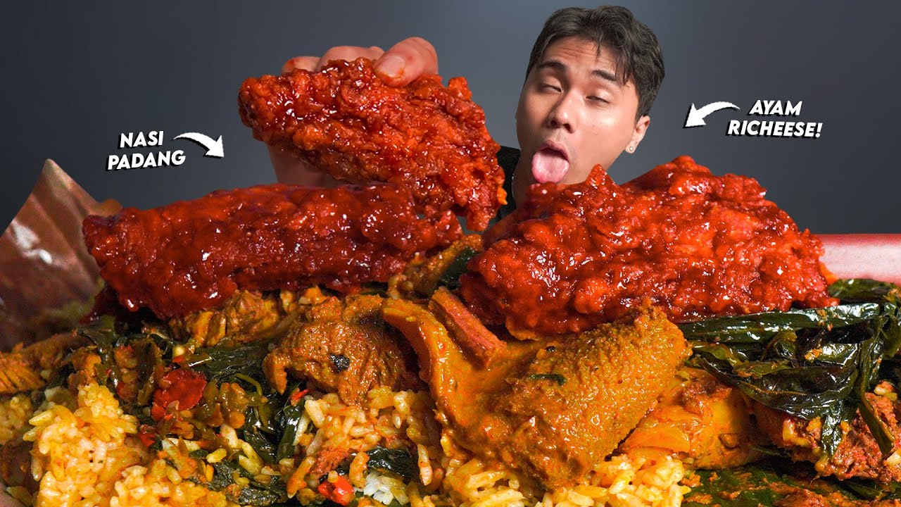 PARAH!! MUKBANG NASI PADANG BABAT + AYAM RICHEESE LVL 5 SIRAM SAUS ...