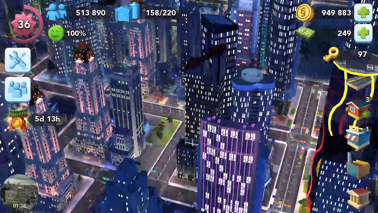 SimCity BuildIt Night Skyline - YouTube