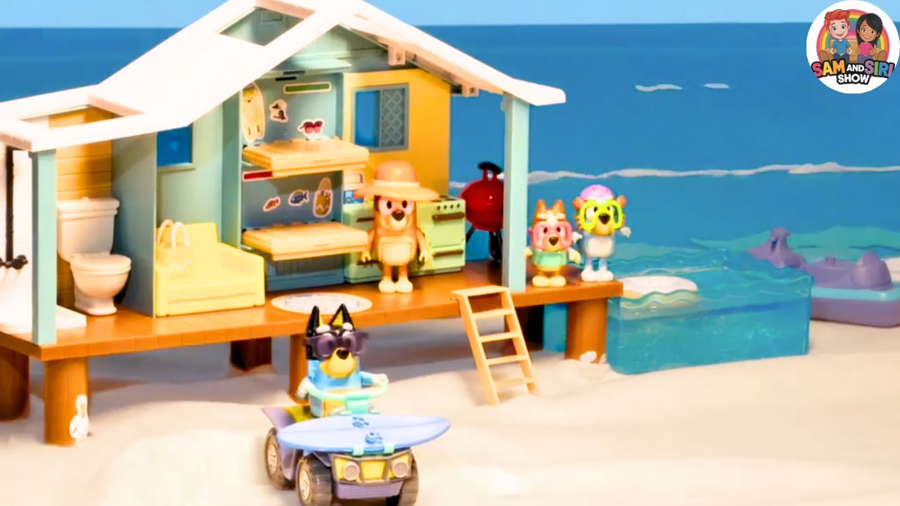 BLUEY BEACH CABIN PLAY SET | Toy Unboxing FUN with Bluey and Bingo ...