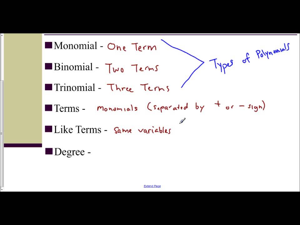 Lesson 6.1 - Types & Parts of Polynomials - YouTube