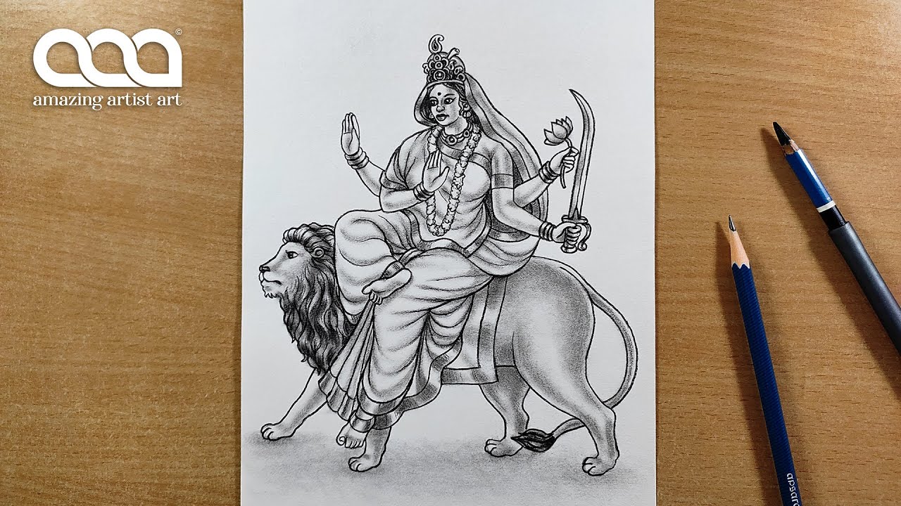 Katyayani Mata Drawing 😍 | कात्यायनी माता का चित्र कैसे बनाएं 🎨 ...