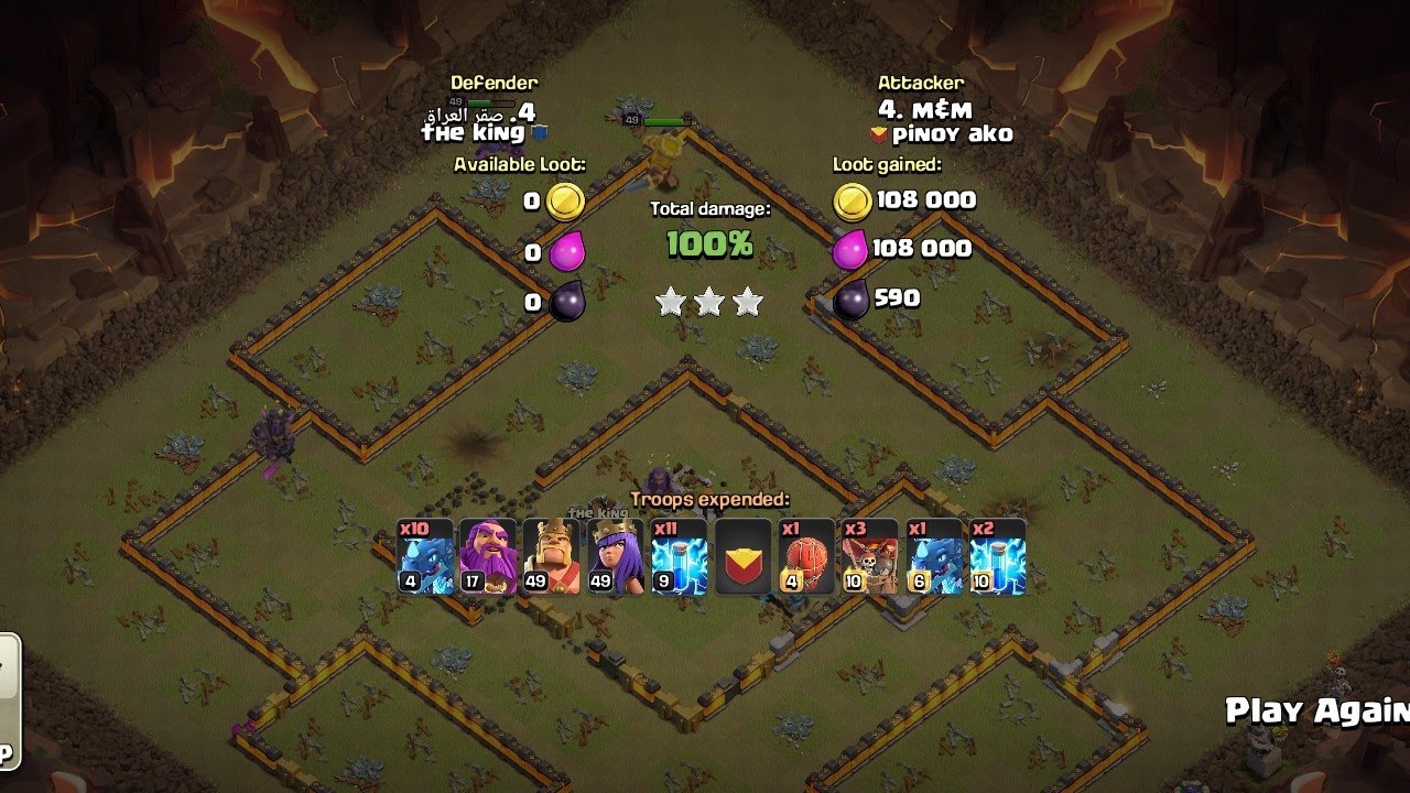 3 STAR| BEST ATTACK OF TH 11| THE KING VS PINOY AKO| CLASH OF CLANS ...