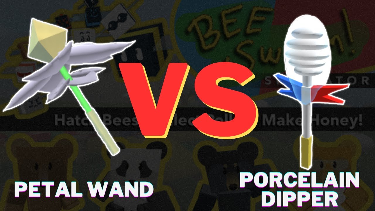 PETAL WAND Vs. PORCELAIN DIPPER - ROBLOX Bee Swarm Simulator - YouTube