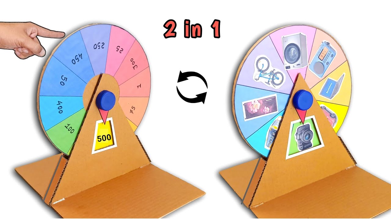 How to make a Spinning wheel with cardboard | diy prize wheel - YouTube