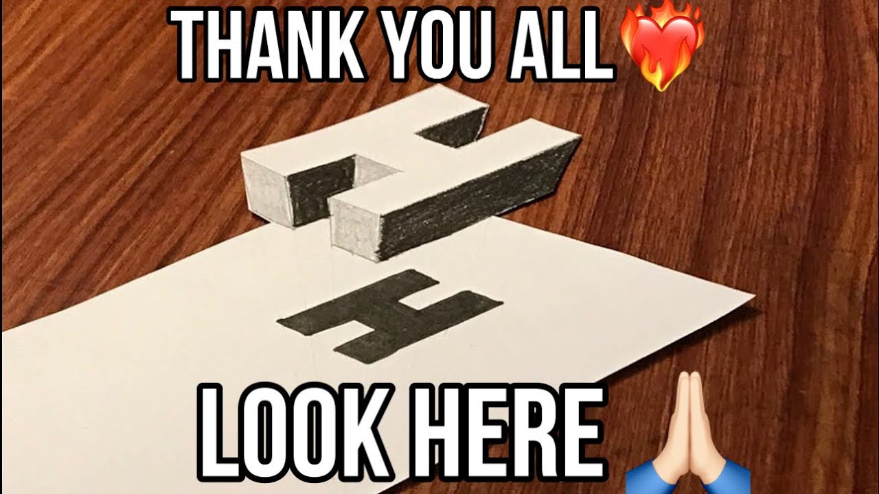 Very Easy - Drawing 3D Letter H - Trick Art with Pencil - By Vamos ...