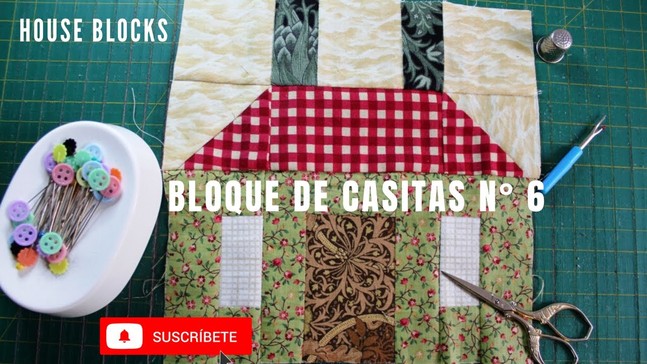 Bloque de casitas N°6 con la técnica de patchwork - YouTube