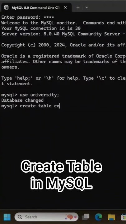 Create table in MySQL #shortsfeed #viral #youtubeshorts #mysql #ytshorts #viralvideo #tredning ...