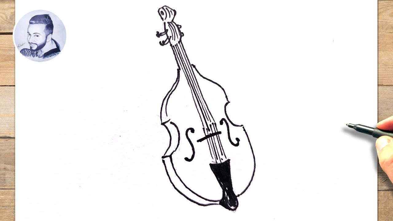 Comment dessiner une contrebasse facile - YouTube