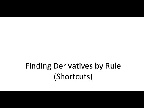 Finding Derivatives by rule Shortcuts - YouTube