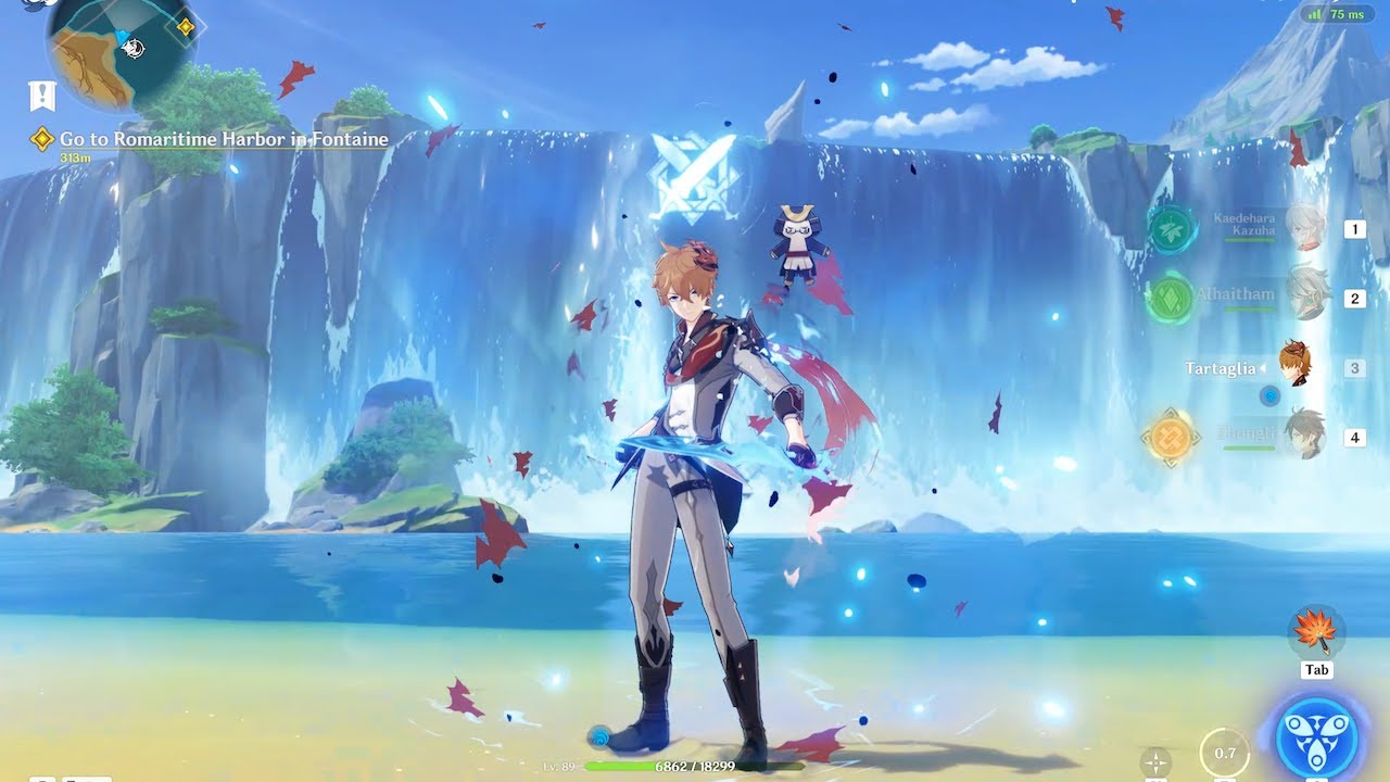 Tartaglia.. having so much fun in Fontaine.. 0.1s after arriving ...