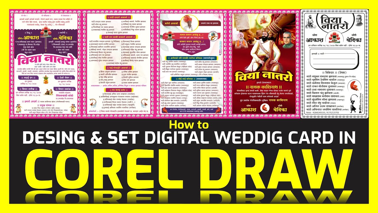 Digital Wedding Card Setting and Typing in Corel Draw I Corel Work I A ...