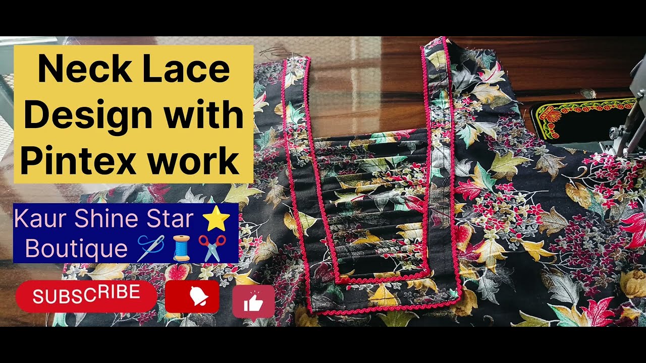 Neck Lace Design with Pintex work || How to attach neck Lace || Neck ty ...