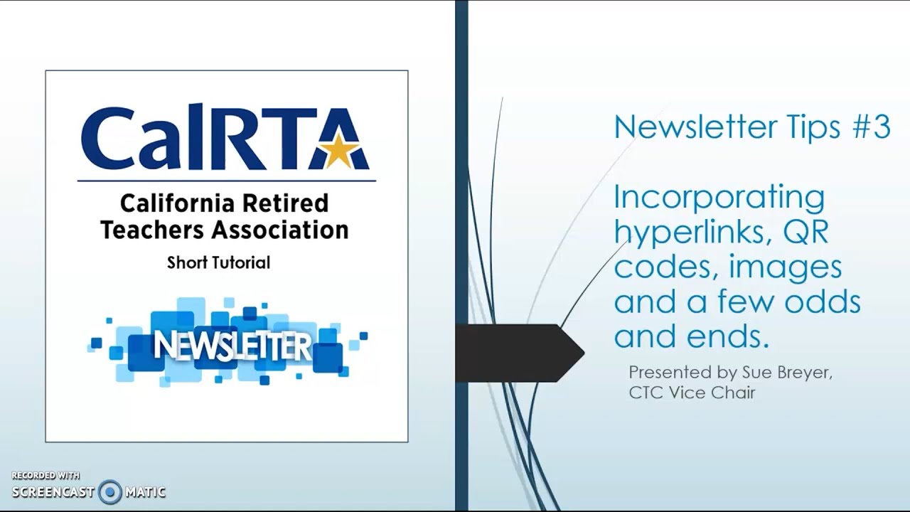 CalRTA Newsletter Tips #3 - YouTube