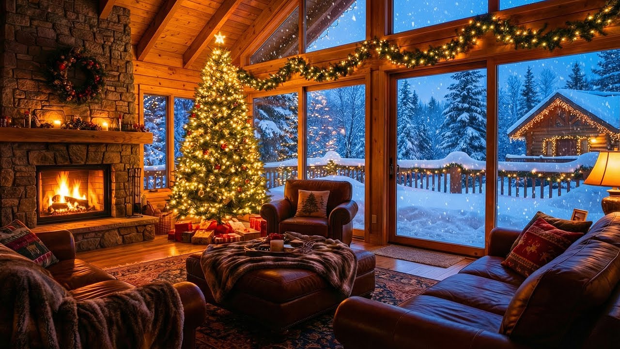 Soothing Christmas Ambience 🎄 Instrumental Christmas Jazz & fireplace ...